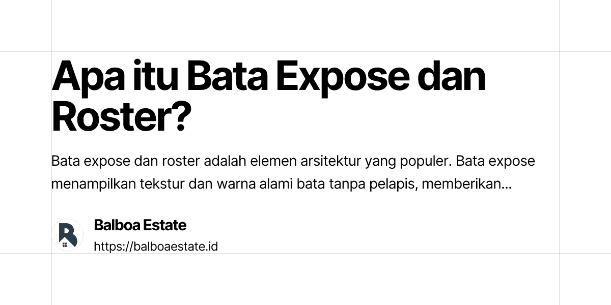 Apa itu Bata Expose dan Roster?